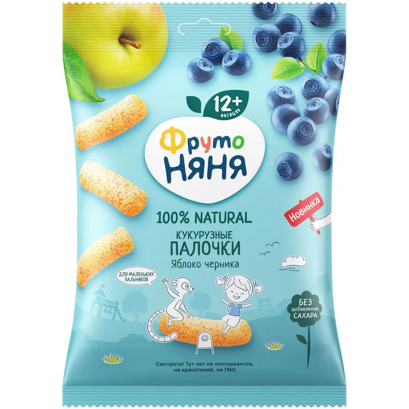 Кукурузные палочки ФрутоНяня с яблоком и черникой (12+ мес.), 20 г ...