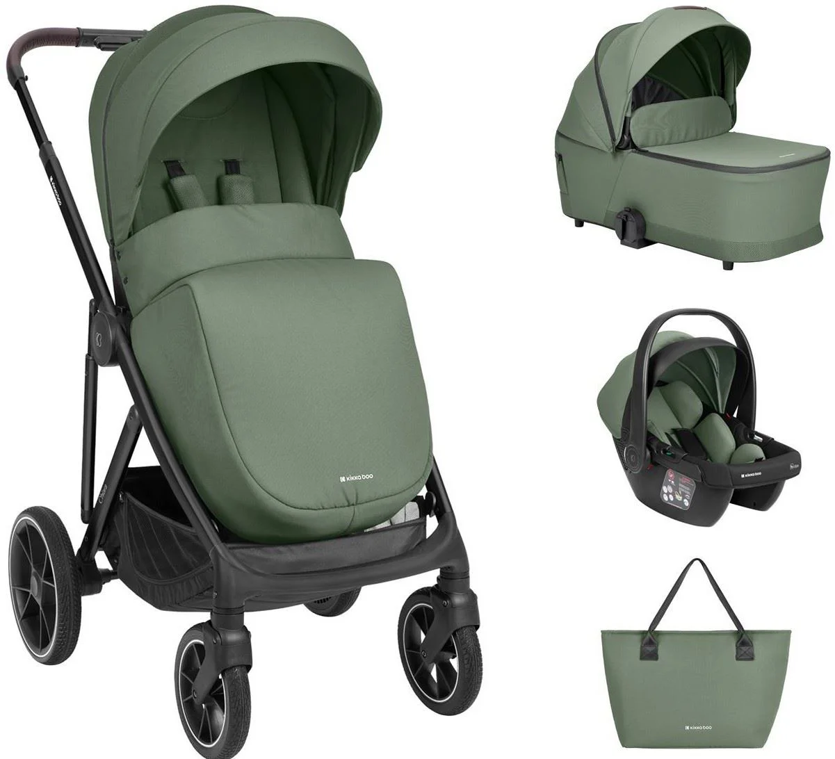 Carucior 3 in 1 KikkaBoo Chiara Army Green - cumpăra cu livrare în ...