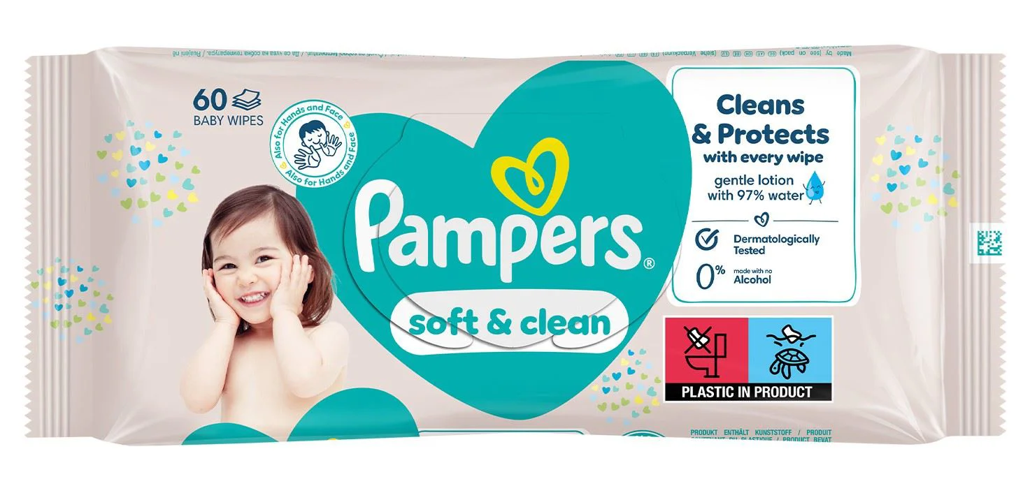 Влажные салфетки Pampers Soft & Clean, 60 шт. - купить с доставкой в ...