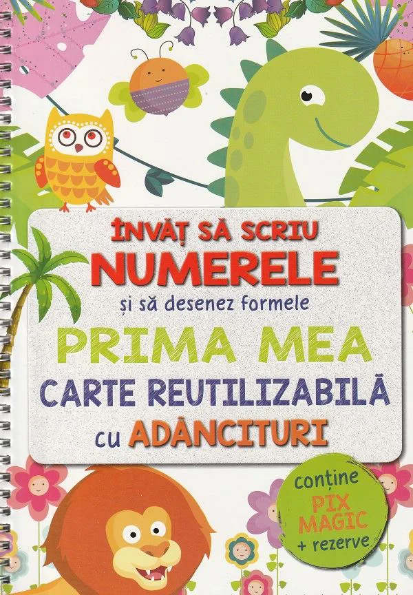 Invat sa scriu numere: Carte reutilizabila cu adancituri+ Pix magic cu ...