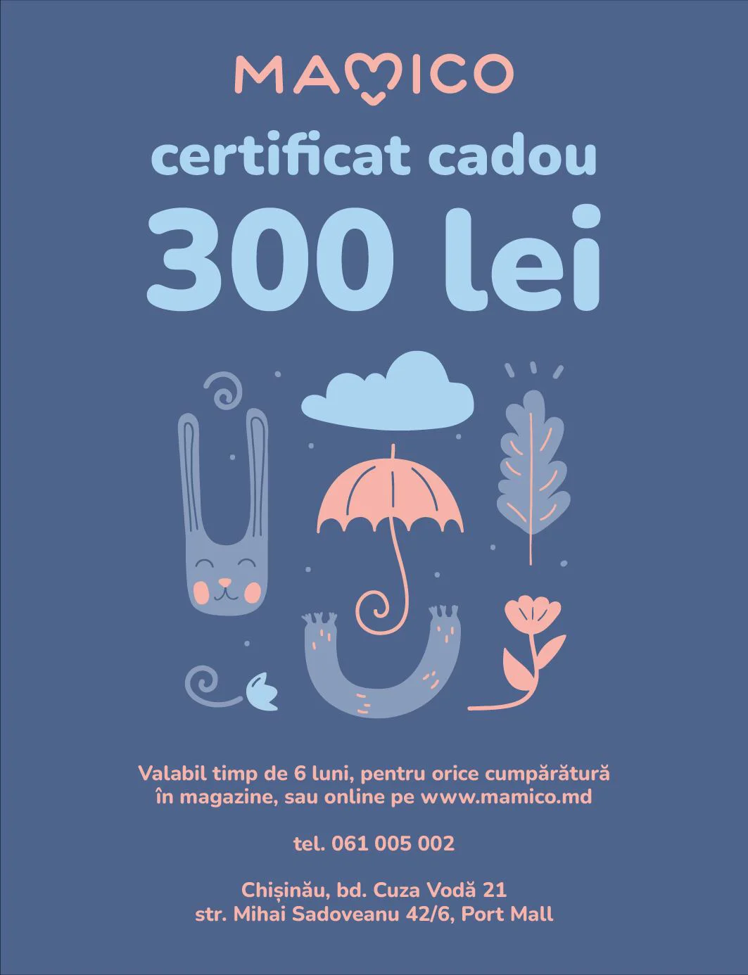 Certificat cadou, 300 lei - cumpăra cu livrare în Moldova | Mamico